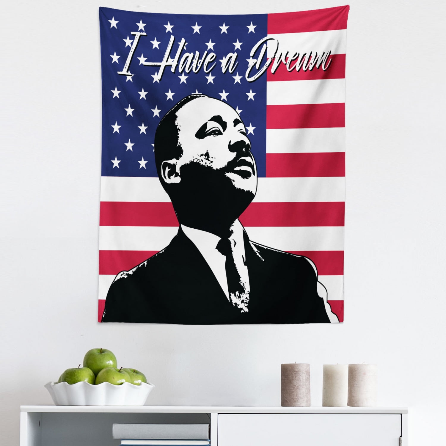 Americana Tapestry, Black and White Martin Luther King Portrait United ...