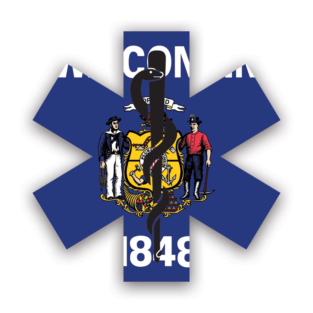 Wisconsin Star of Life Flag Sticker Decal - Self Adhesive Vinyl ...