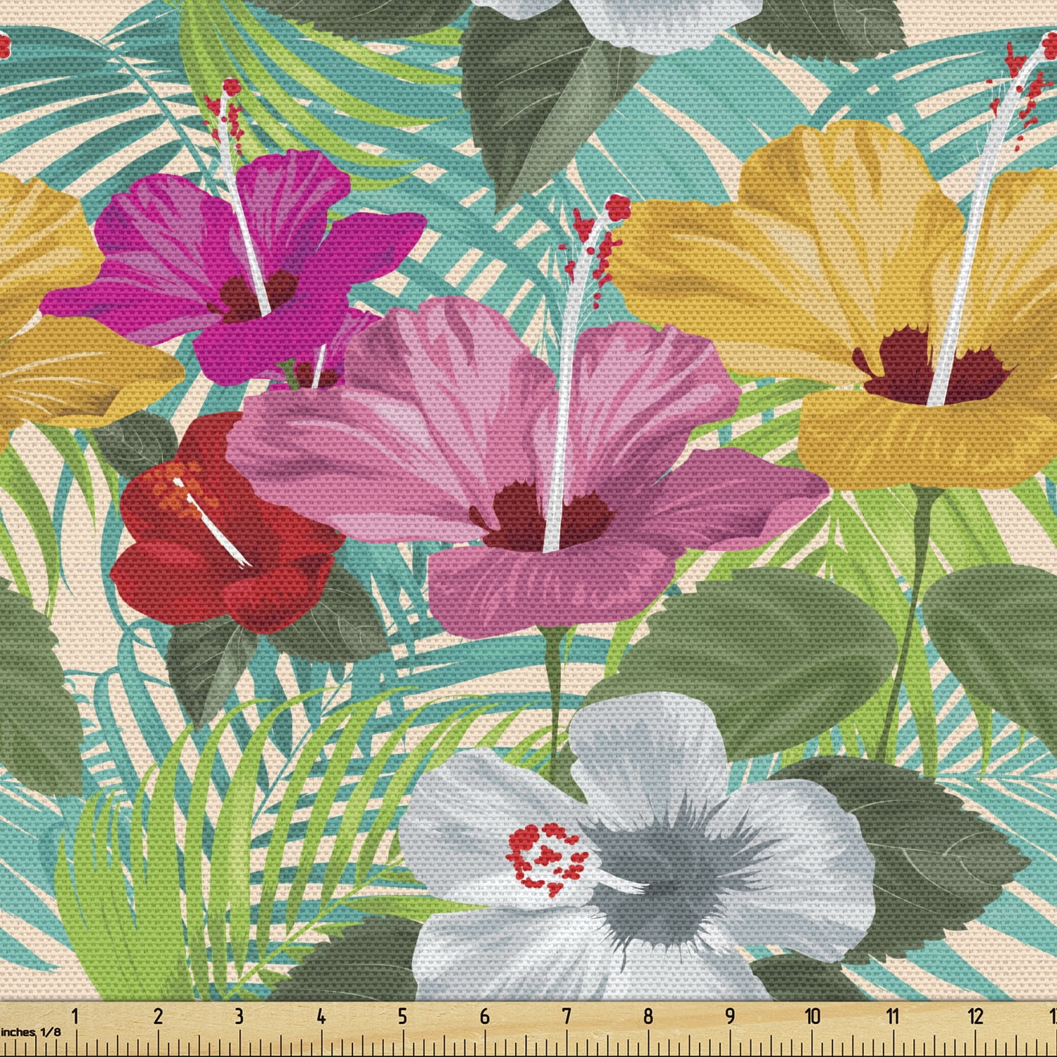 Tropical Sofa Upholstery Fabric by the Yard, Pattern of Close Up Exotic ...