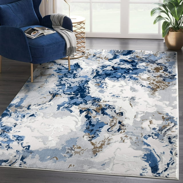 Abani Regal Collection Elegant Modern 2' x 3' Grey Blue Area Rug ...