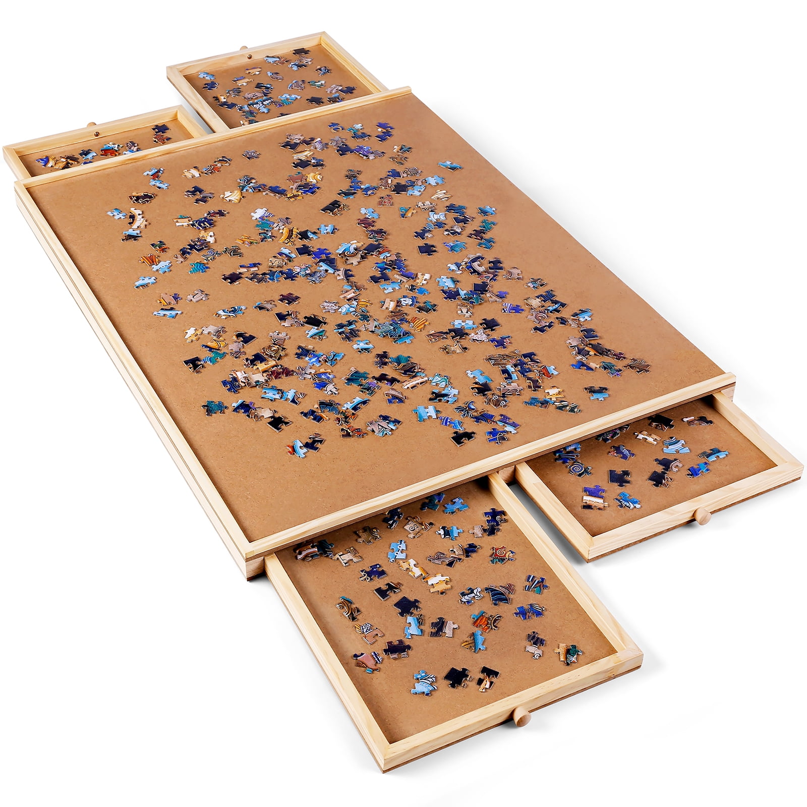 Smool Wooden Jigsaw Puzzle Table 1000 Piece Portable With Drawers Glue ...