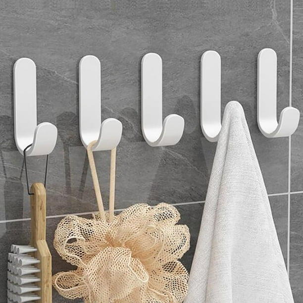 SHAR 5 Pieces (White) 3M Adhesive Hook Stickers Bathroom Wall Hook ...