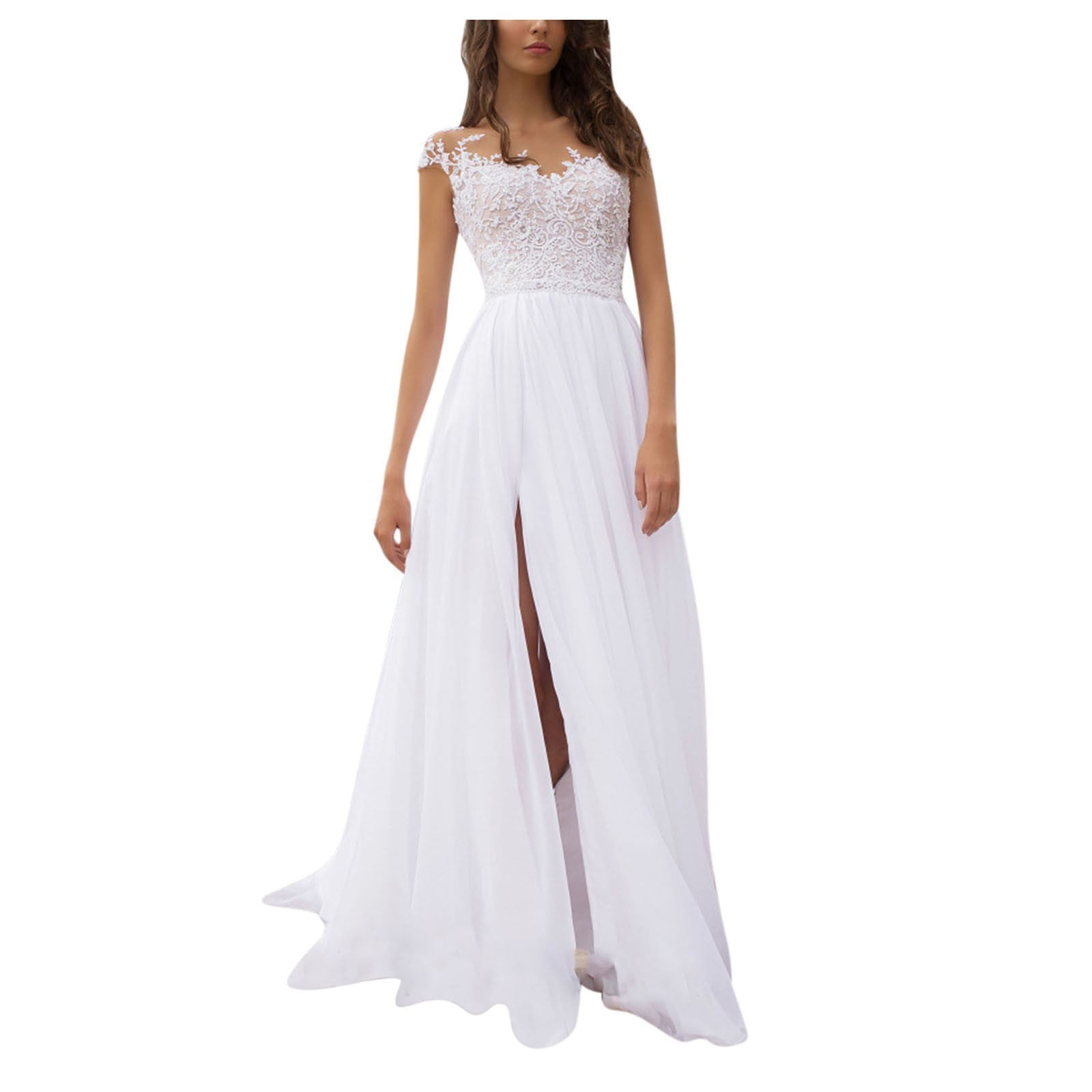 dresses for women Women's Elegant Wedding Dress Lace V-Neck Evening ...