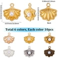 60Pcs 6 Colors Alloy Pendants with Resin Shell Shape Mixed Color 15 ...