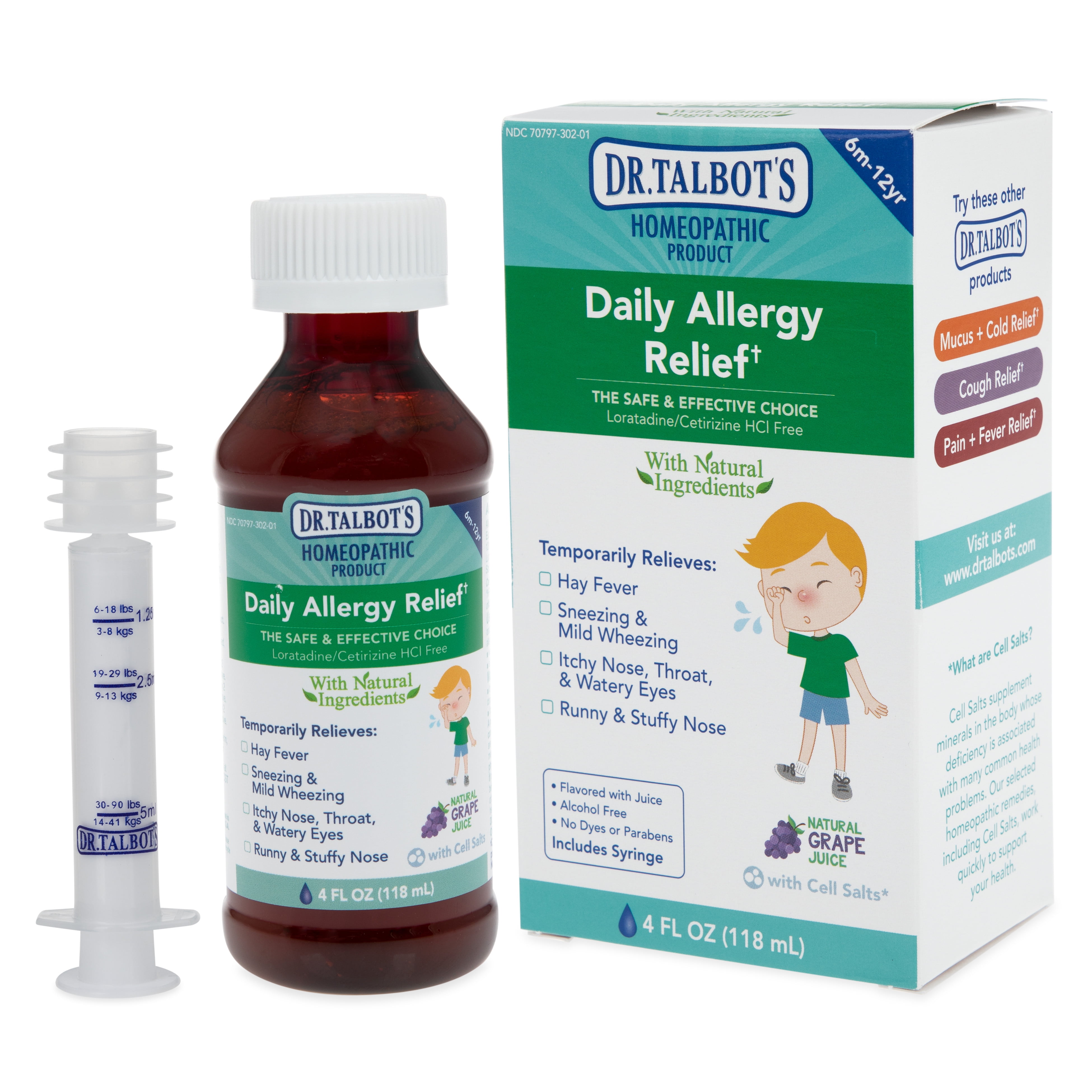 Dr. Talbot's Homeopathic Allergy Relief Liquid with Syringe, 4oz ...