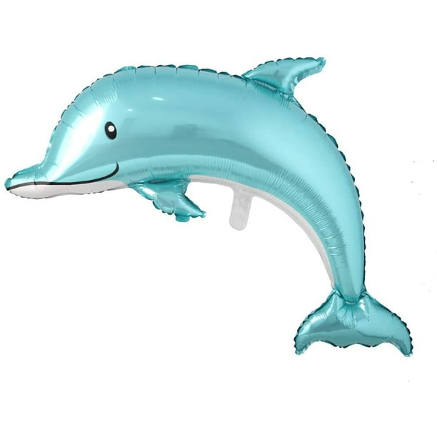 Large Fish Dolphin Foil Balloons Blue Rose Gold Cartoon Animal Helium ...