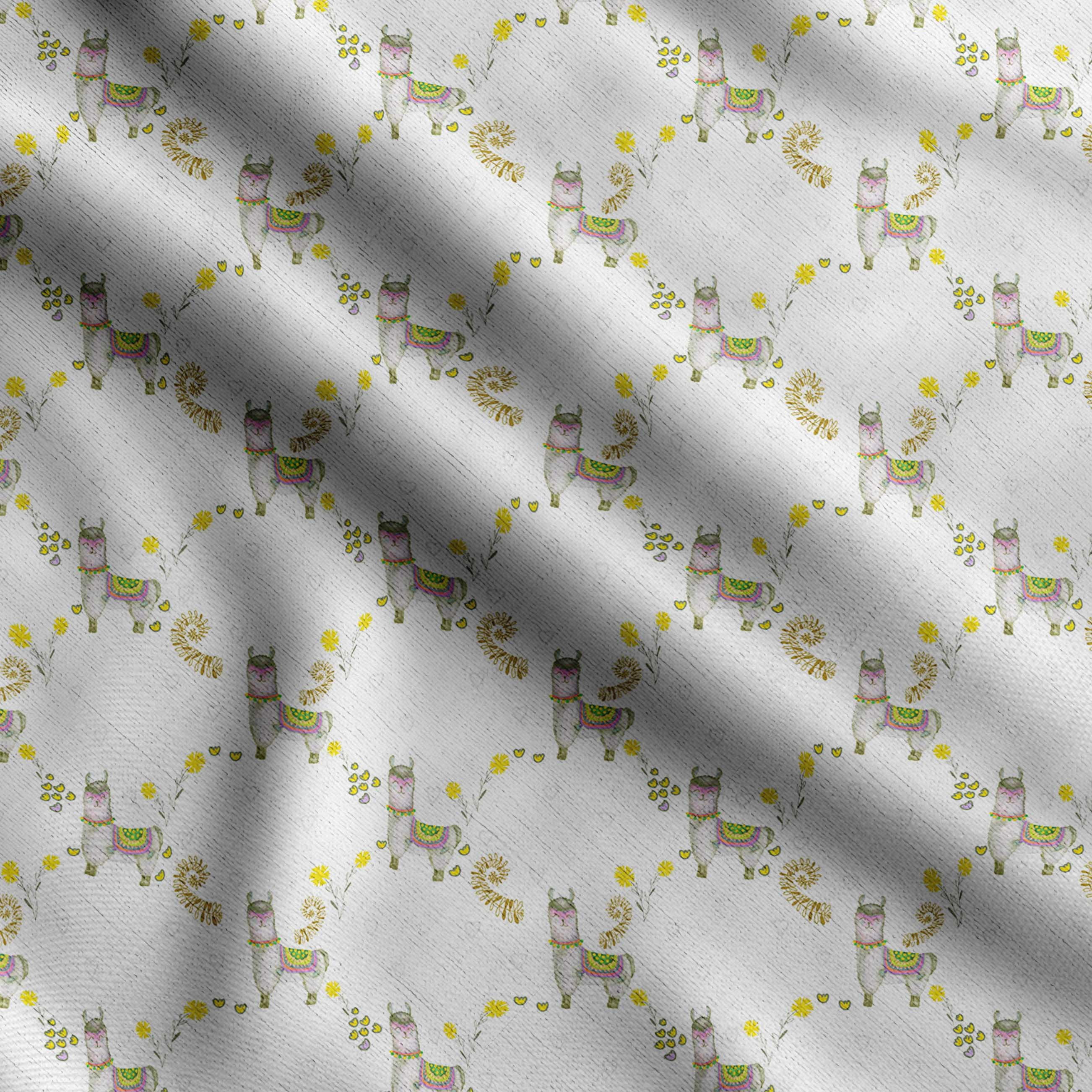 Soimoi Llama Alpaca Print,Cotton Poplin, Sewing Fabric Sold by The Yard ...