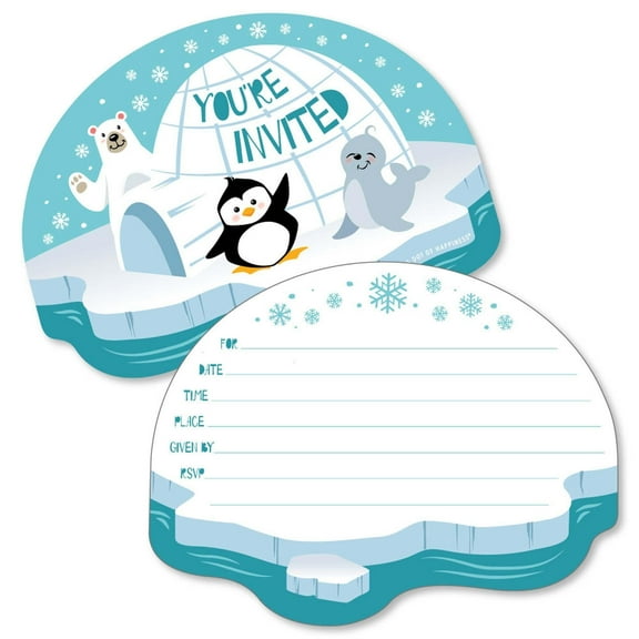 Big Dot of Happiness Pink Winter Wonderland - Shaped Fill-in Invites ...