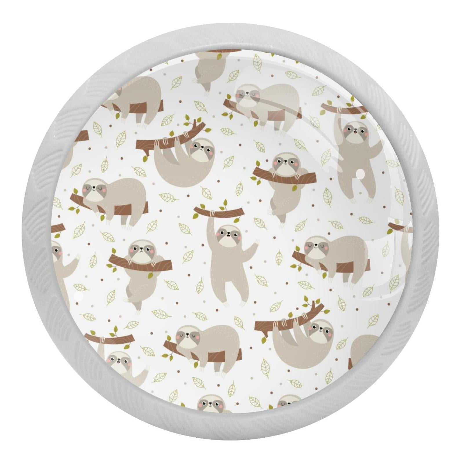 4PCS Round Cute Sloth Cabinet Fluorescence Knob Glowing in the Dark ...