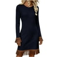 Jinhomg Women's Pullover Sweater Dress Long Sleeve Ribbed Knit Bodycon ...