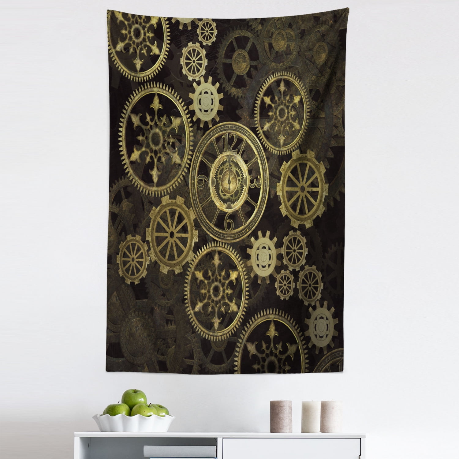 Steampunk Tapestry, Dark Toned Mechanical Composition Including Various ...