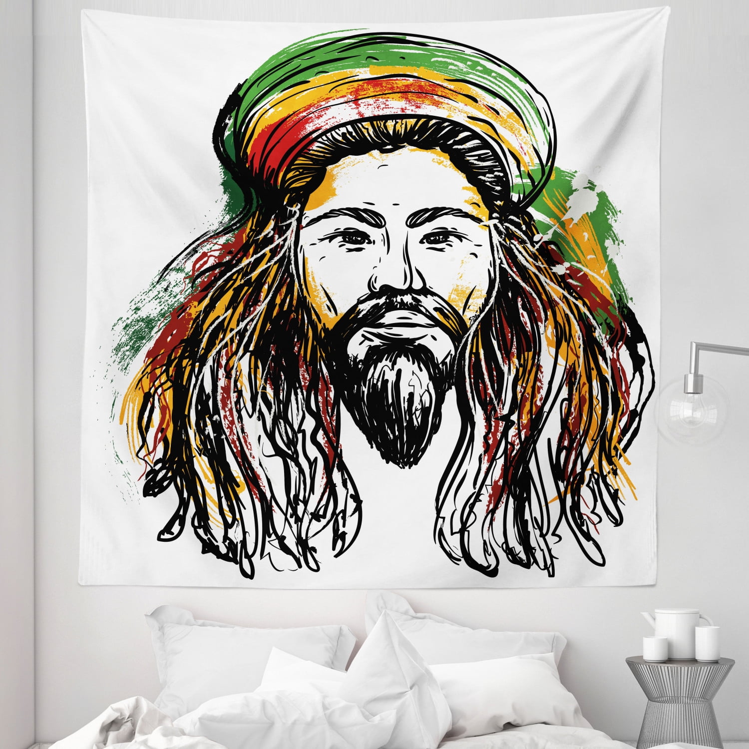 Rasta Tapestry, Rasta Man Jamaican Island Theme Reggae Folk Culture ...