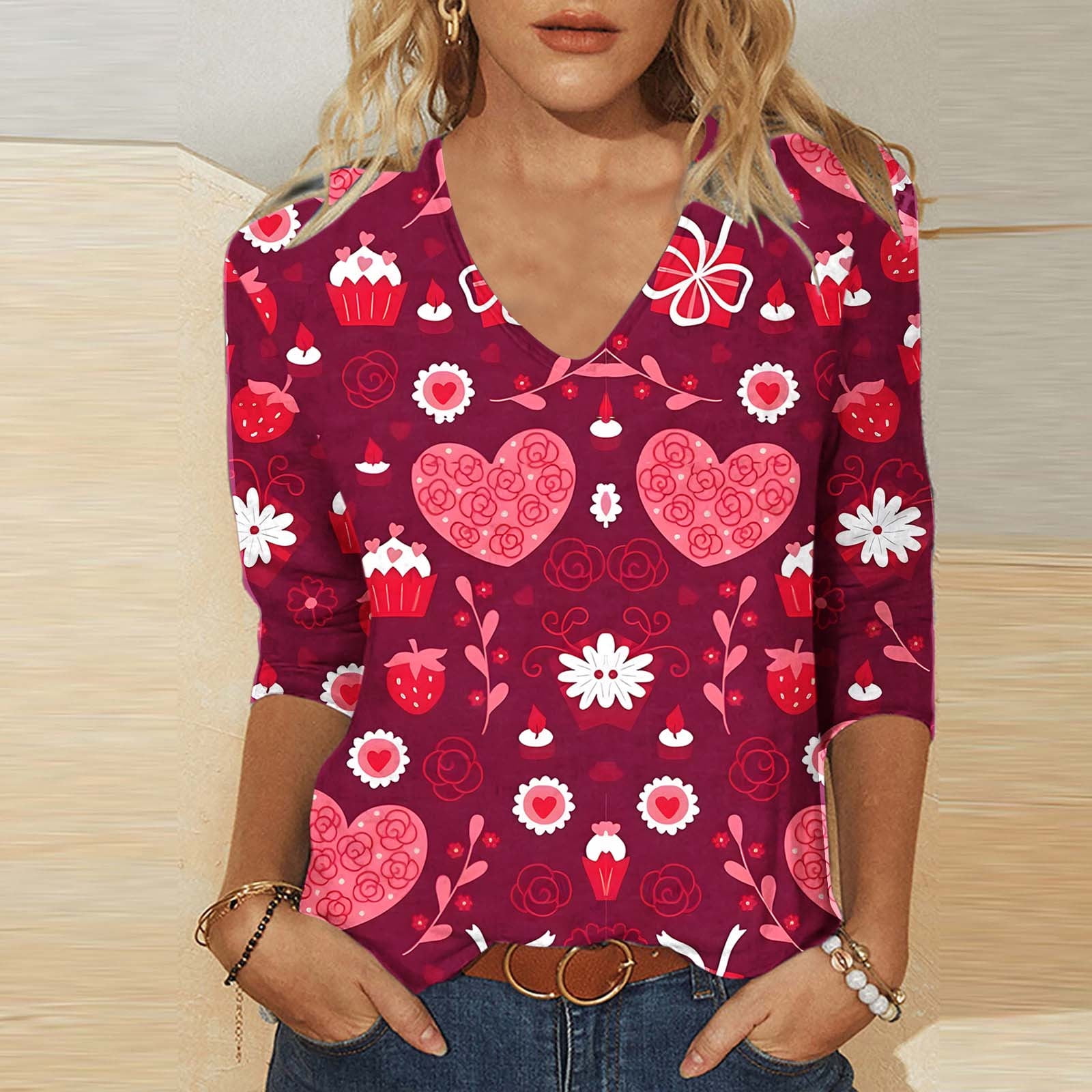 Click here for Karight Womens Long Sleeve Tops Love Heart Graphic... prices