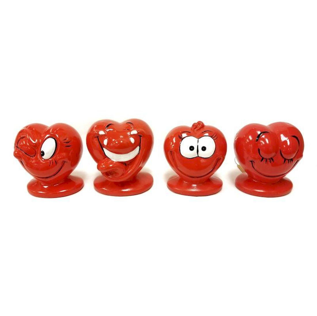 Set Of 4 4" Happy Red Hearts Piggy Bank - Walmart.com
