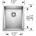 BLANCO PRECISION 16" R0 Medium (Vertical Orientation) Undermount ...