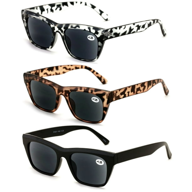 3 Pairs Fully Magnified Women Reading Sunglasses - Bold Vintage Retro ...