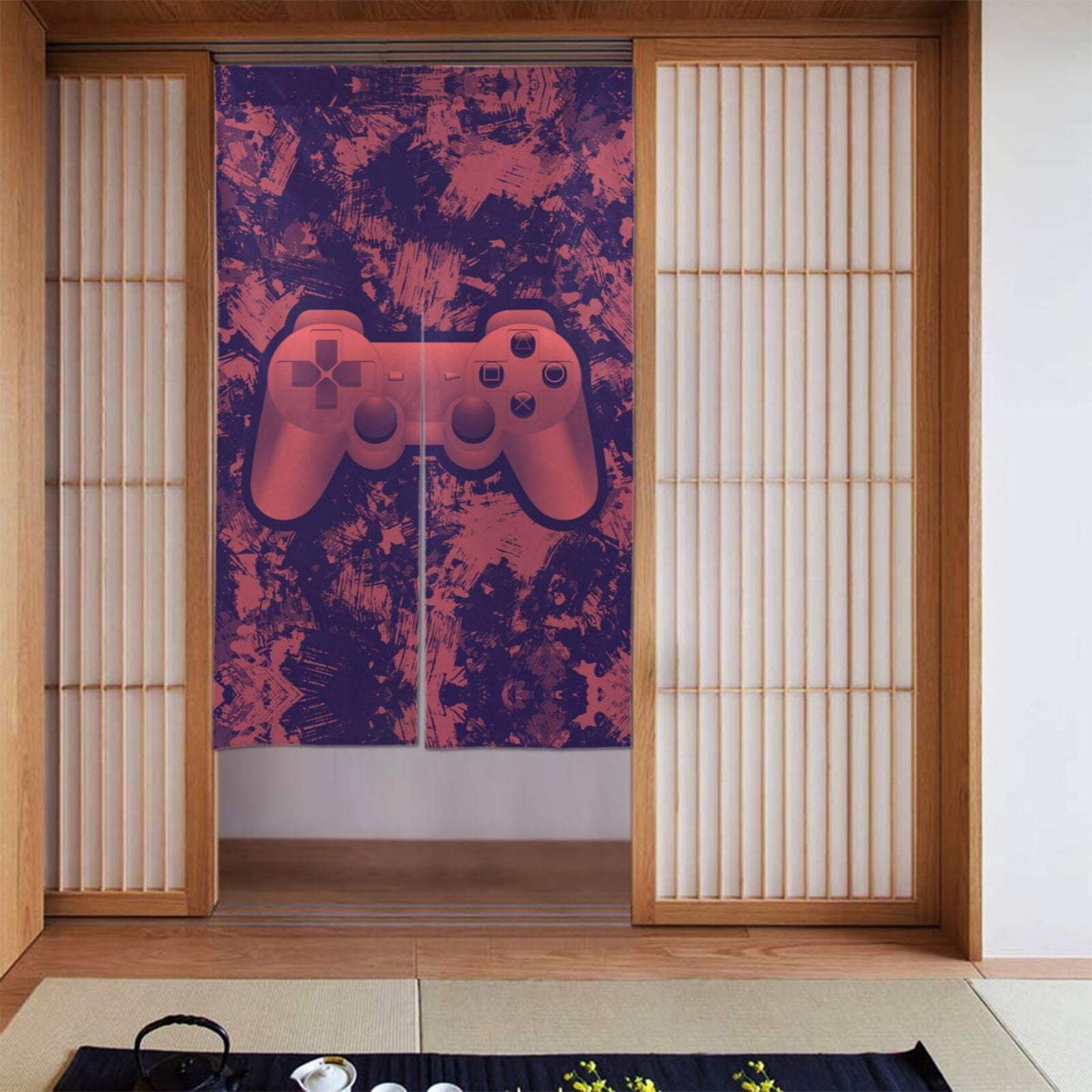 Doorway Drape Split Curtains, Pink Game Joystick Room Divider Privacy ...