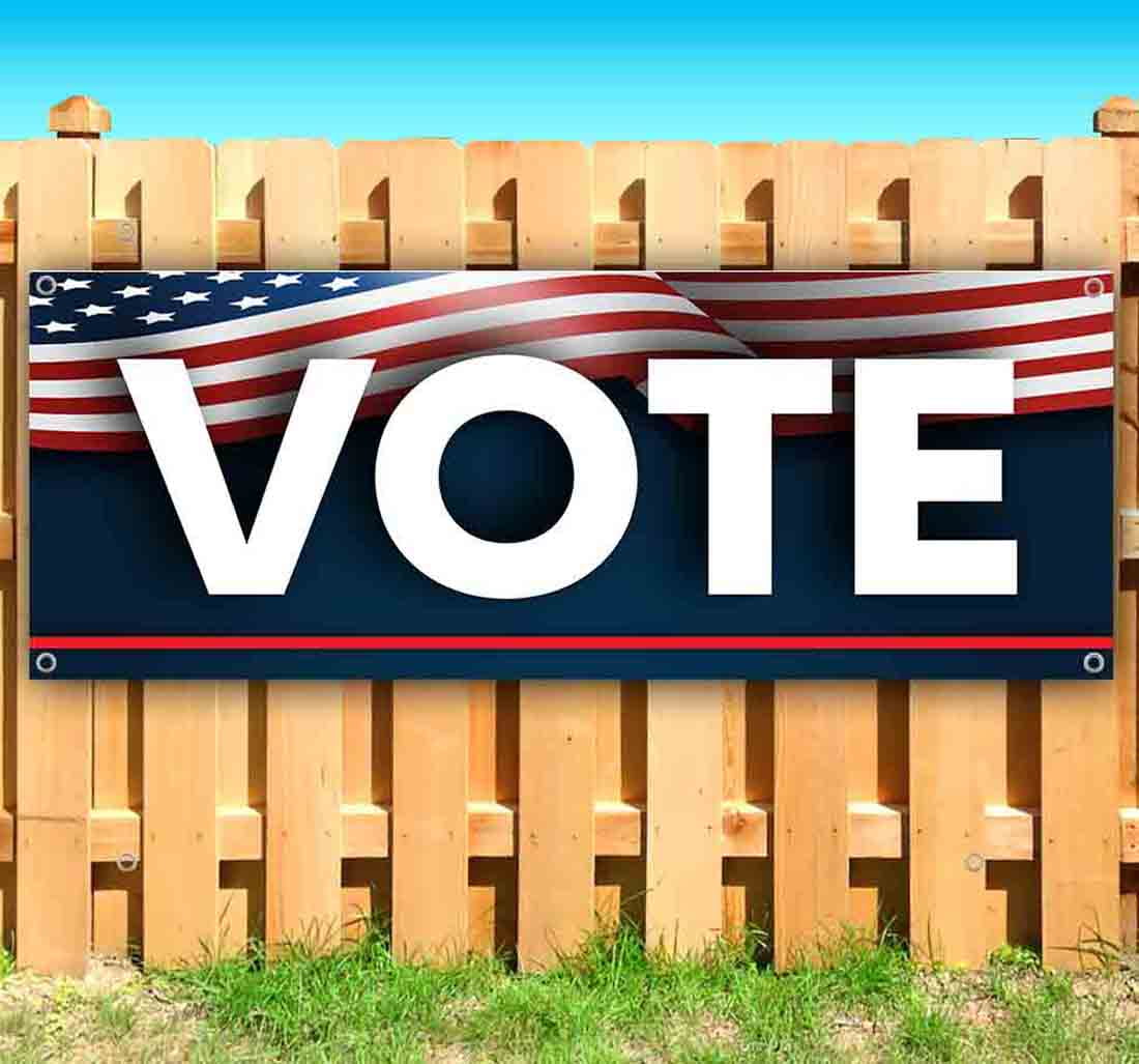 Vote Flag Background 13 oz Vinyl Banner With Metal Grommets - Walmart.com