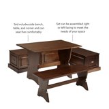 Kingfisher Lane Wood Backless 3 Piece Dining Nook with Storage in Brown ...