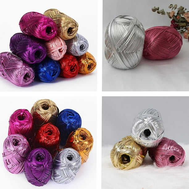 2Rolls 4Rolls 100g Roll Metallic T Shirt Yarn Ball Fabric Cloth Knitting Yarn for Hand DIY Bag Blanket Cushion Crocheting Projects 32yards Roll