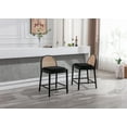 "Guyou 26"" Black Bar Stools Set of 2, Solid Wood Frame with Rattan Back & Sherpa Upholstery ...