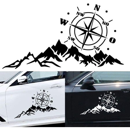 （56x30cm）2 Pieces Car Sticker Mountain Compass Graphics, 3D Car Hood ...