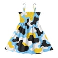 Blue Yellow Cow Pattern Girls' Casual Dresses 2Y-8Y Sleeveless Ruffle ...