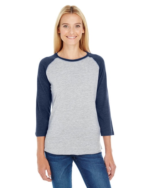 Ladies'' Baseball T-Shirt - VN HTHR/ VN NAVY - S - Walmart.com