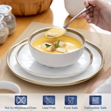 LOVECASA, Series Sweet, 16-Piece Stoneware Dinnerware Sets, White Gold ...