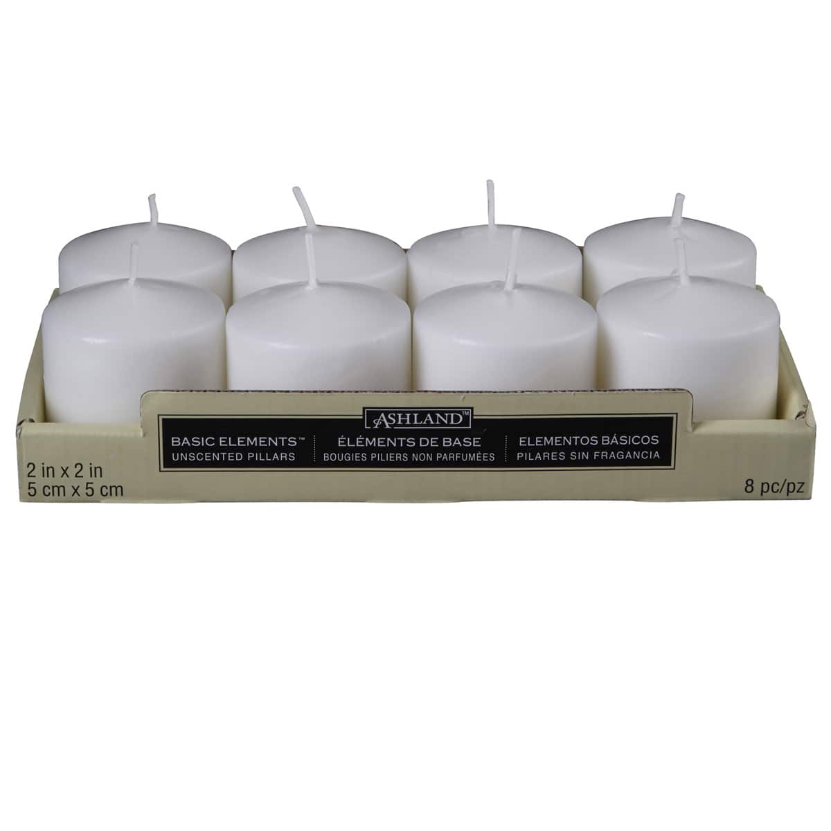 12 Packs: 8 ct. (96 total) Basic Elements™ White Pillar Candles Value ...