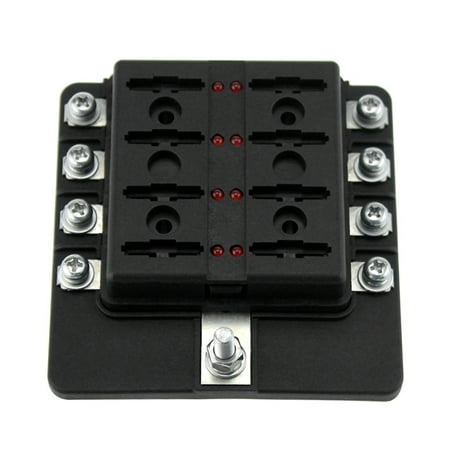 8 Way Blade Fuse Box Holder Fuse Blocks with LED Indicator 10Pcs Fuses ...