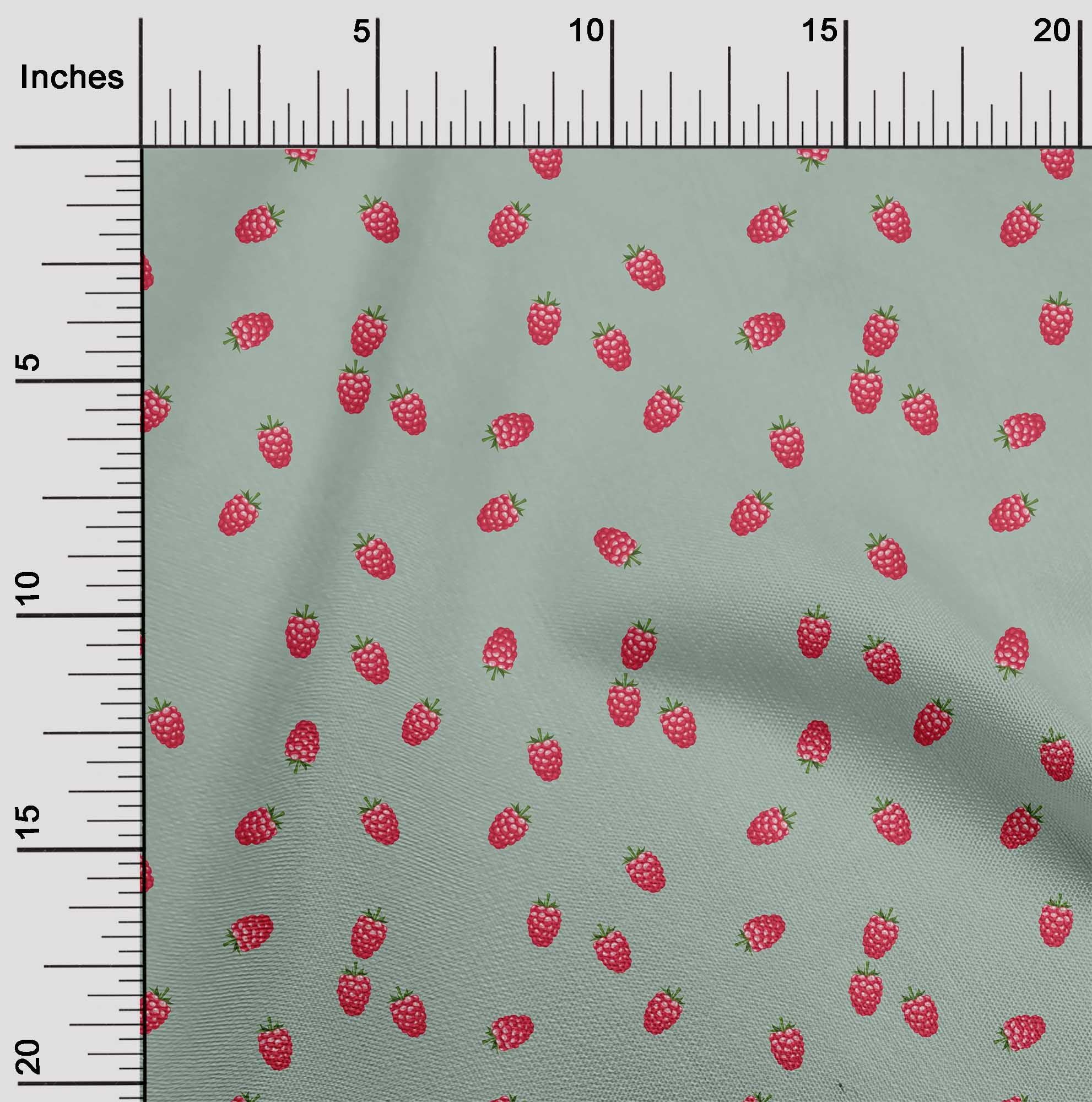 oneOone Viscose Jersey Fabric Raspberry Fruit Print Fabric by The Yard ...