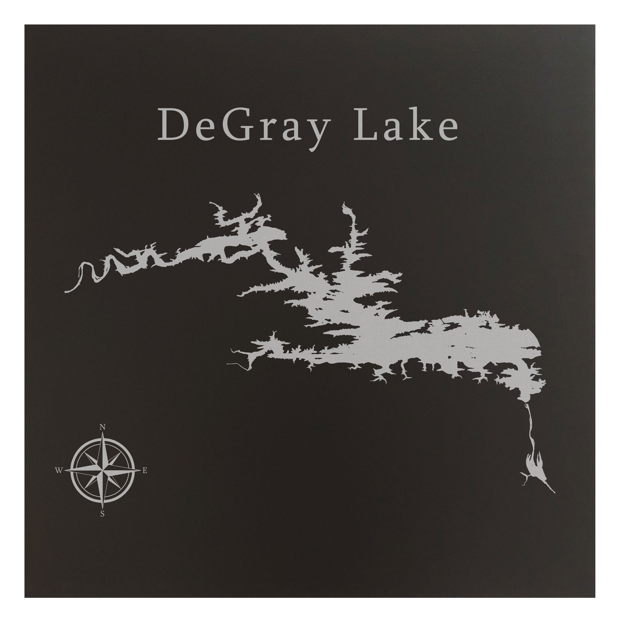 DeGray Lake Map 12x12" Black Metal Wall Art Office Decor Gift Engraved ...