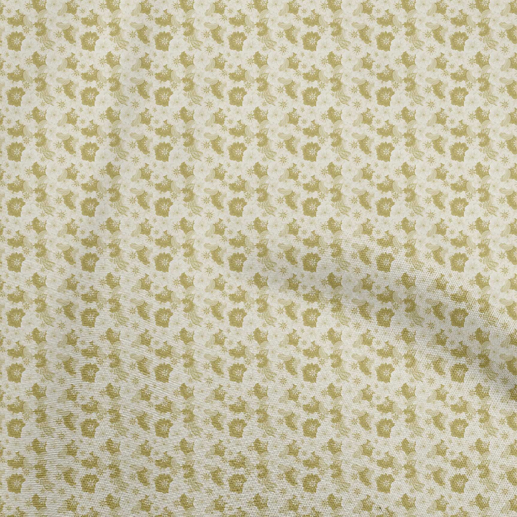 oneOone Silk Tabby Olive Green Fabric Florals Dress Material Fabric ...