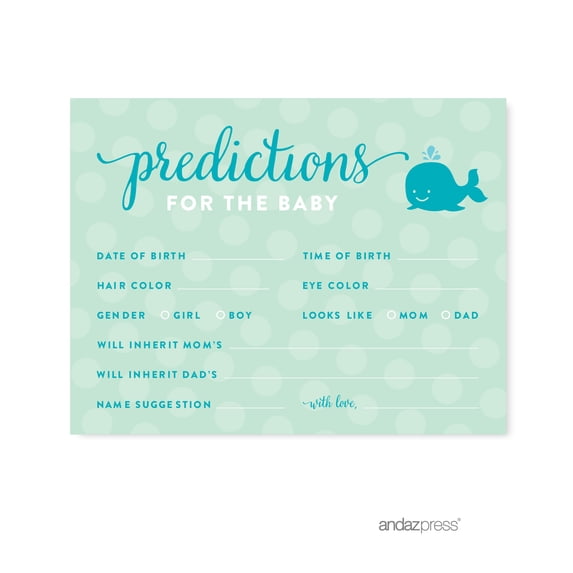 Predictions For Baby Boy Whale Nautical Baby Shower Games, 20-Pack ...