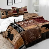 LUVIVIHOME 3PCS Rustic Cabin Bedding Set, Duvet Cover Queen, Country ...