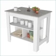 Kitchen Island with 3 Shelves, White/Ibiza Marble Finish | Particle ...