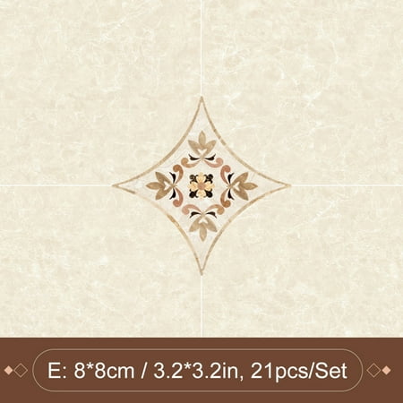 21pcs European Self Adhesive PVC Ceramic Tile Stickers Waterproof Floor ...