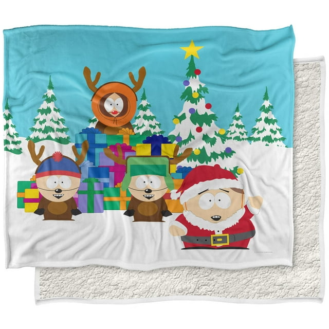 South Park Blanket, 50'x60' Cartman Santa and Reindeer Boys Silky Touch ...