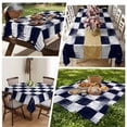 Dark Blue Plaid Abstract Color Block Table Cloth 60x84in, Waterproof ...