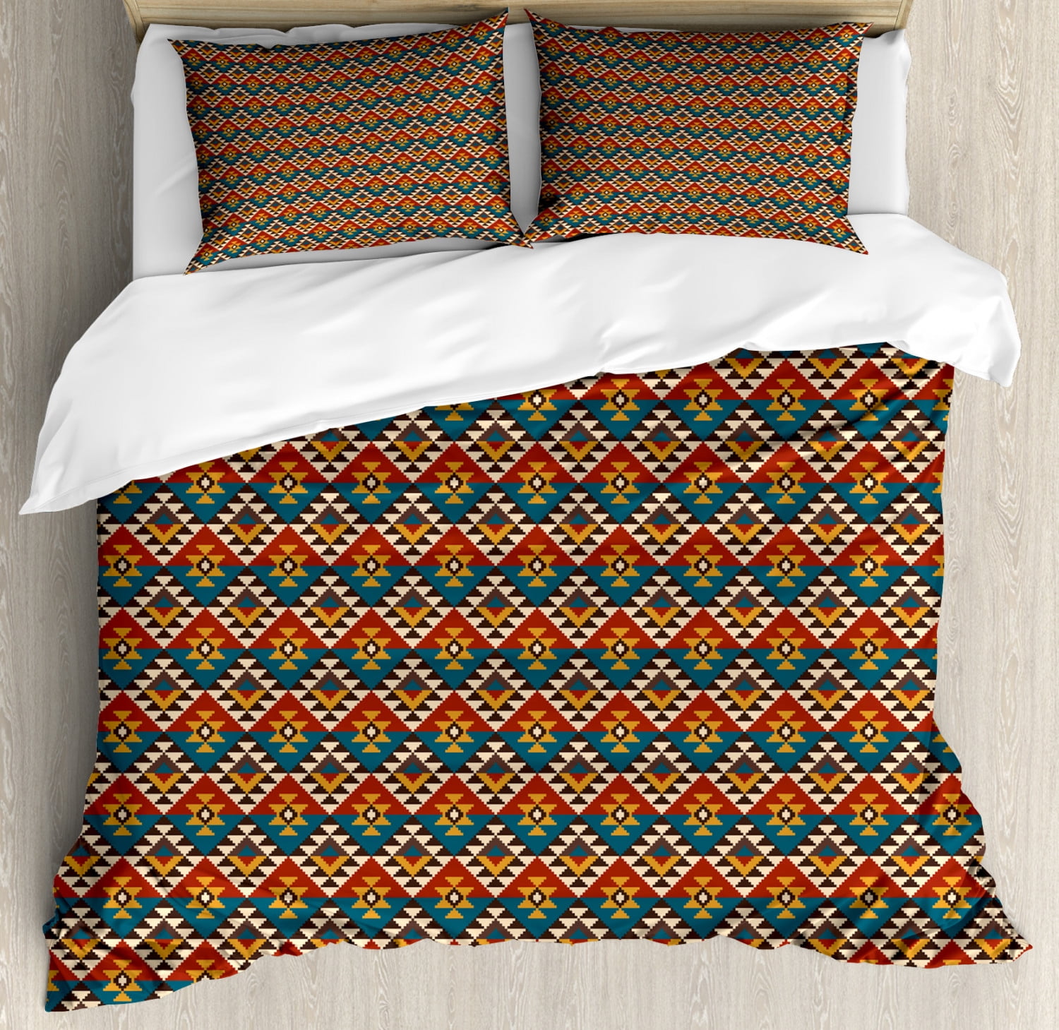 Aztec Queen Size Duvet Cover Set, Vibrant Vintage Authentic Old ...