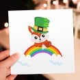 3drose, Cute Irish Fox in a Green Top Hat Sitting on a Rainbow ...
