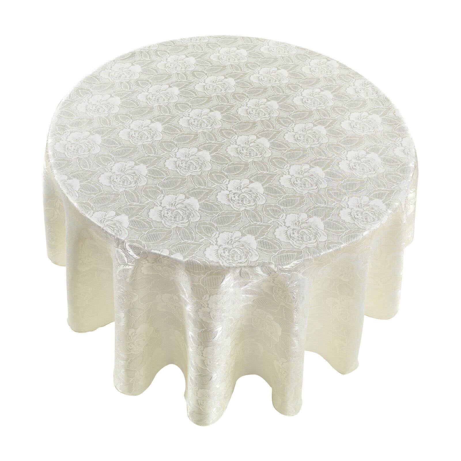 Carnation Home Fashions "Rose Damask" 70" Round Fabric Tablecloth in ...