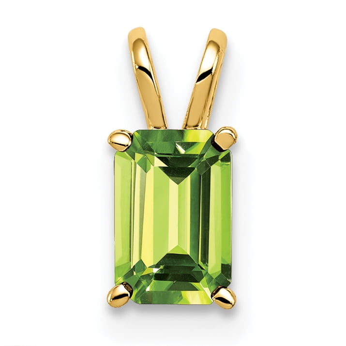 Jewelrypot - 14k Yellow Gold 6x4mm Emerald Cut Peridot pendant ...