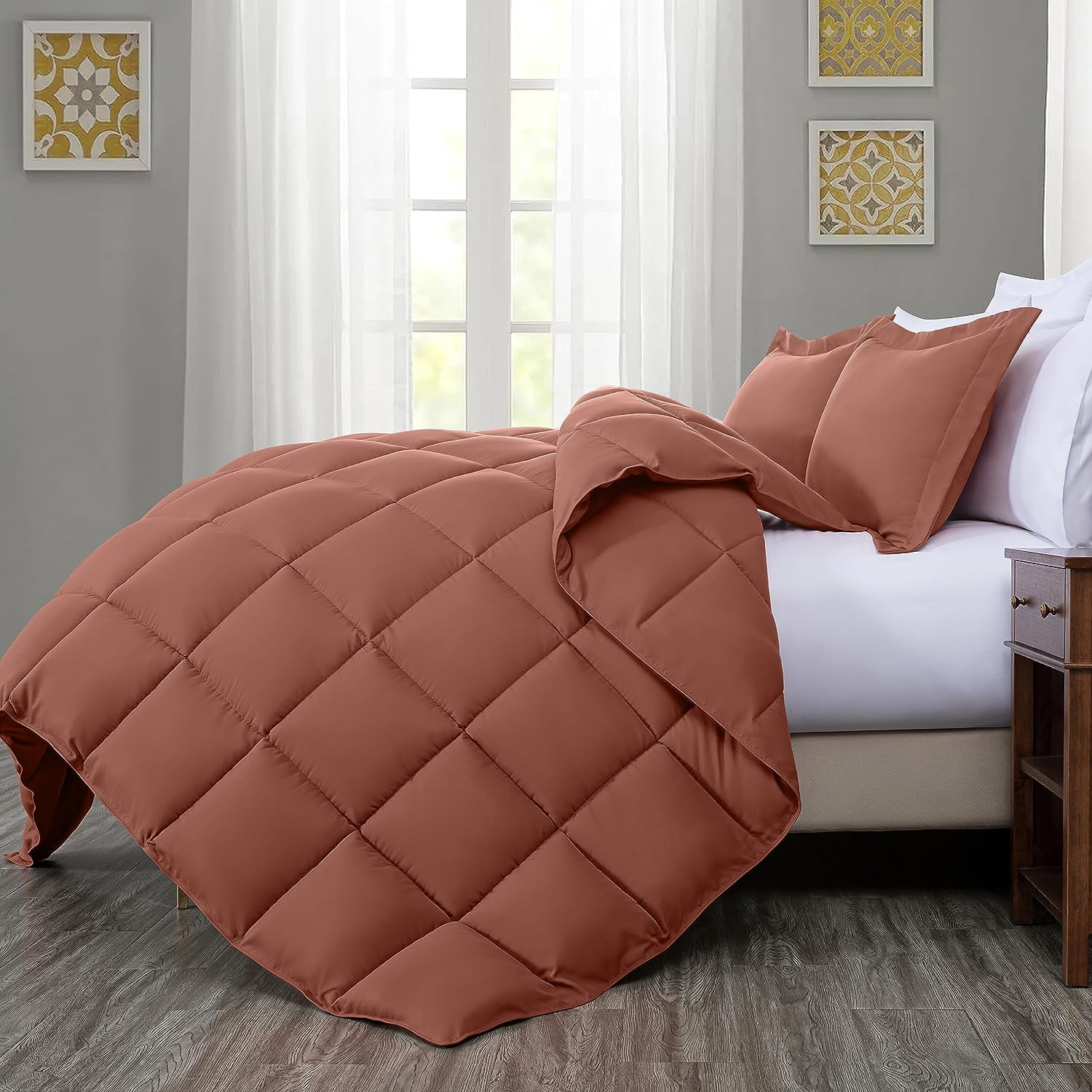 Chezmoi Collection 3-Piece Terracotta Comforter Set Oversized King Size ...