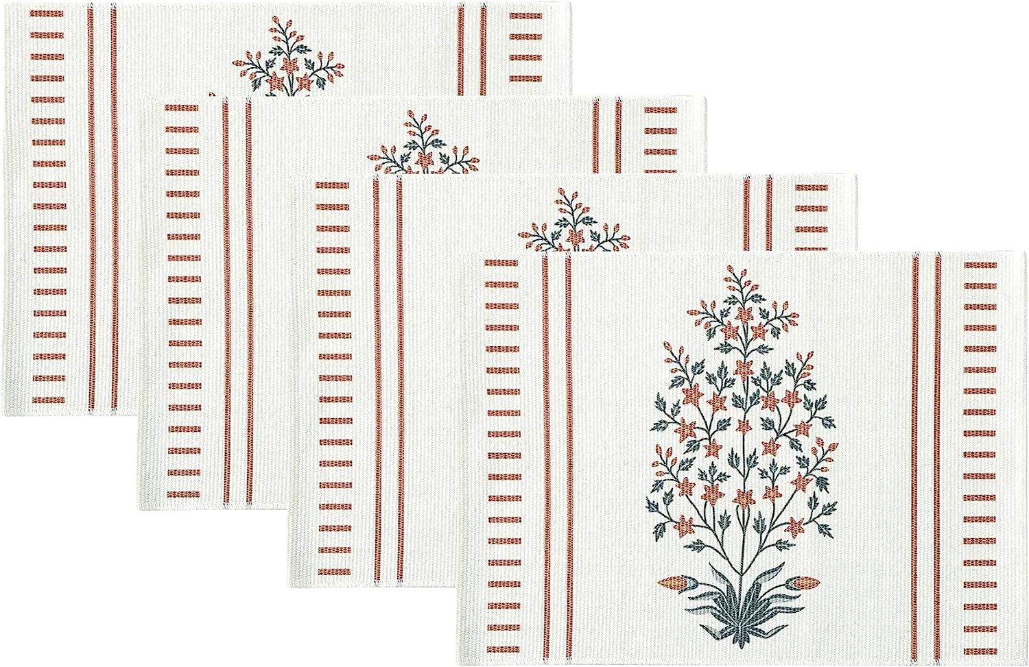 Fennco Styles Botanical Floral Print Cotton Blend Woven Table Placemats ...