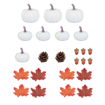 24pcs Fake Pumpkin Props Maple Leaf Acorn Pine Cone Decorations Photo ...
