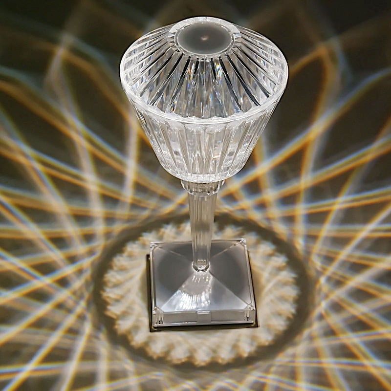 BalsaCircle Clear 10" Acrylic Crystal Prism Table Lamp USB Rechargeable ...