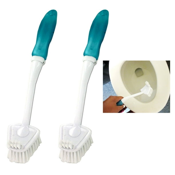 2 X Double Sided Toilet Brush Plastic Long Handle Bathroom Scrub ...