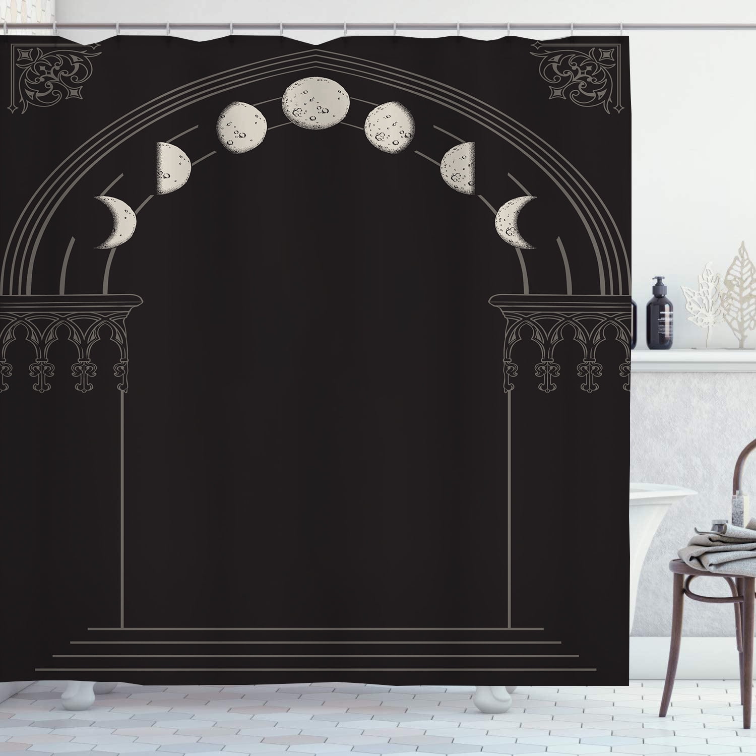 Horror Funny Rock Music Skeleton Shower Curtain Black Background ...